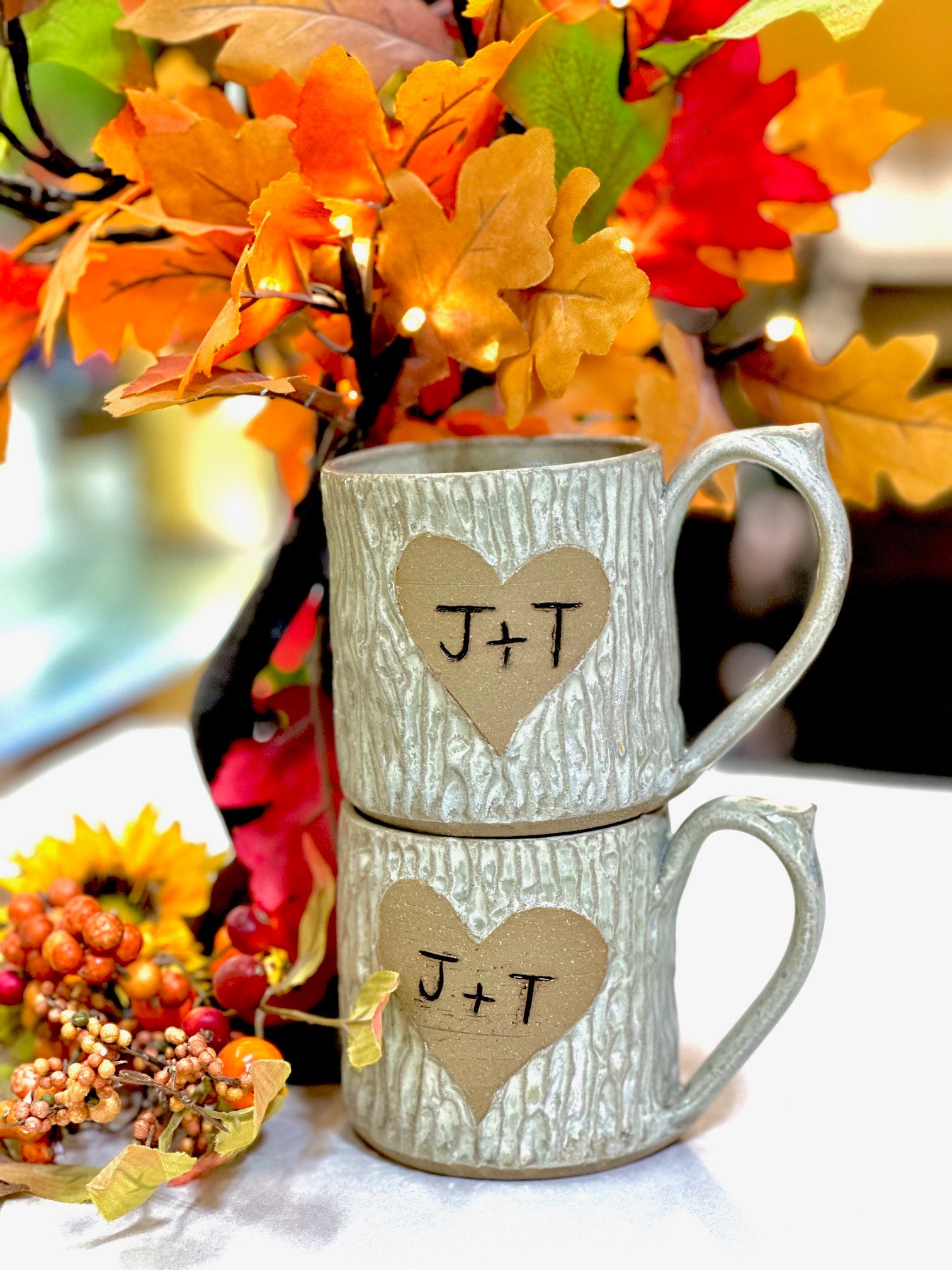 Custom Personalized Tree Heart Mugs | Pilgrim Pottery